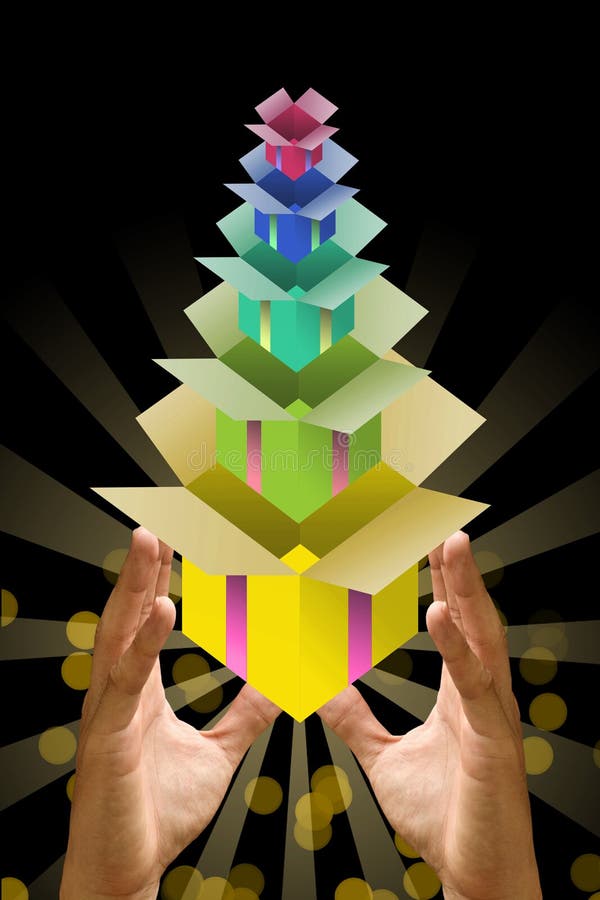 Gift Box in the Gift Box in the Hand Stock Illustration - Illustration ...