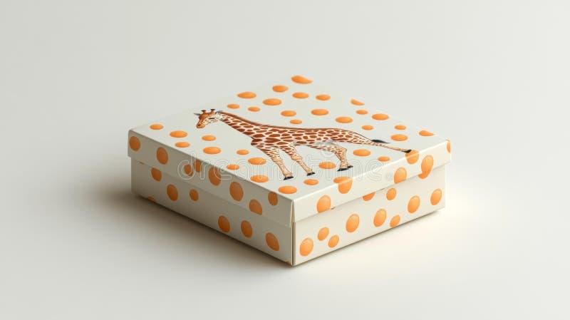 Gift Box with Giraffe Illustration on Polka Dot Pattern Generative AI ...