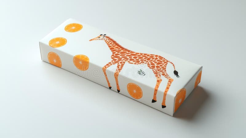 Gift Box with Giraffe and Orange Illustration Generative AI Stock ...