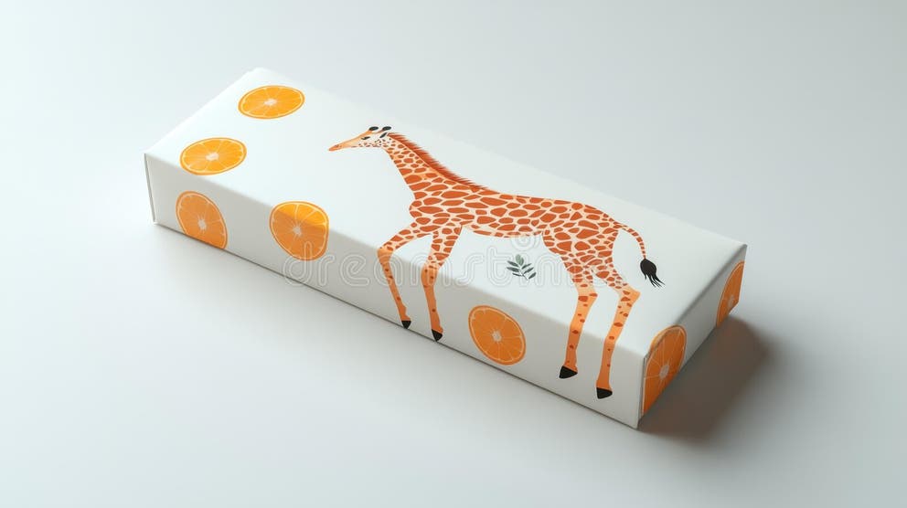 Gift Box with Giraffe and Orange Illustration Generative AI Stock ...