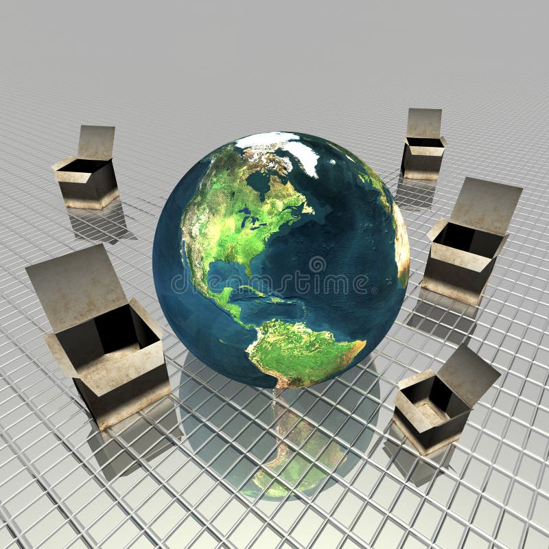 Gift box with globe stock illustration. Illustration of geography ...