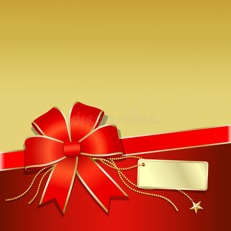 Gift Box Gold and Red Ribbon Vector Illustration Stock Vector ...