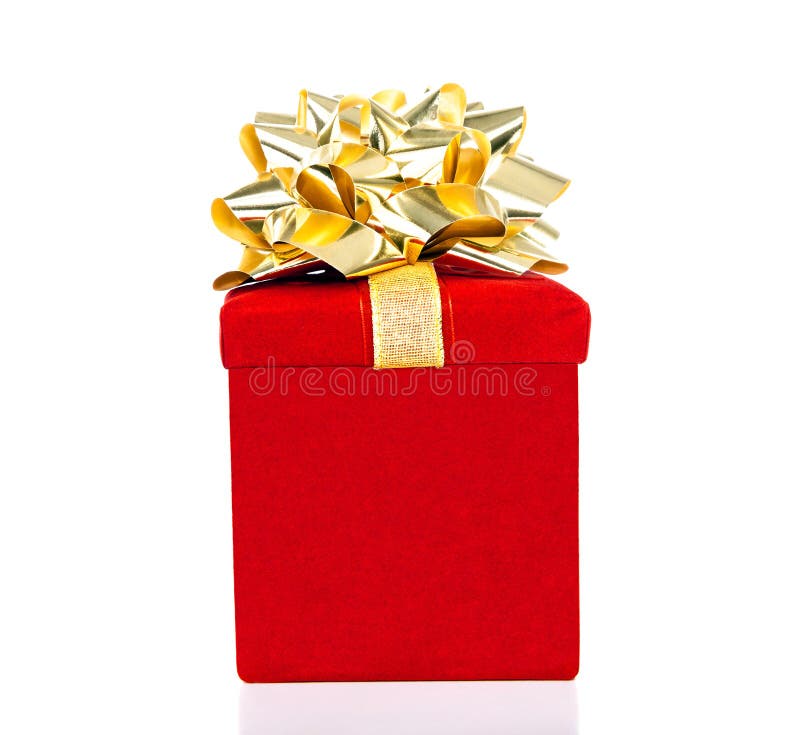 Gift Box with Golden Bow for All Occasions Stock Photo - Image of ...