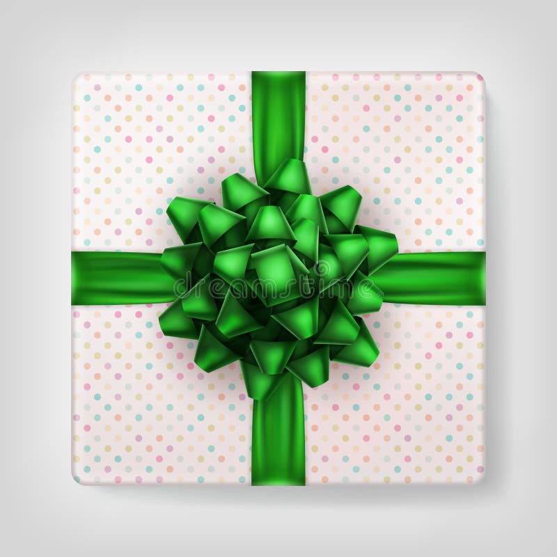 Gift Box with Green Ribbon. EPS 10 Stock Vector - Illustration of ...