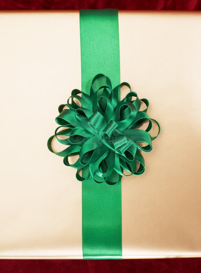 Gift Box with a Green Ribbon Stock Photo - Image of christmas, holiday ...