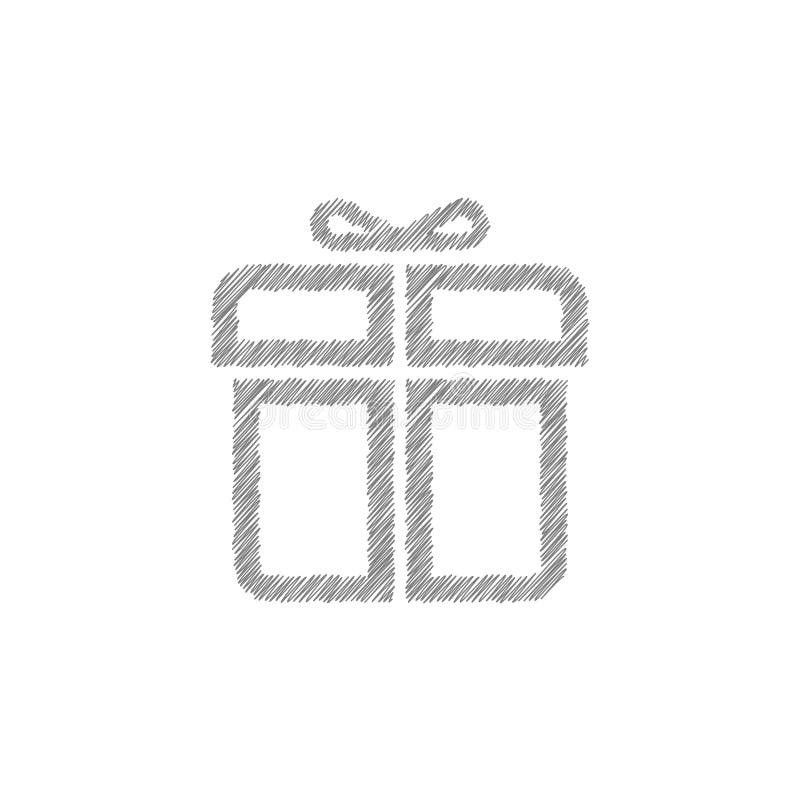 Gift Box Grey Sketch Vector Icon. Festive Package, Wrapping with Bow ...
