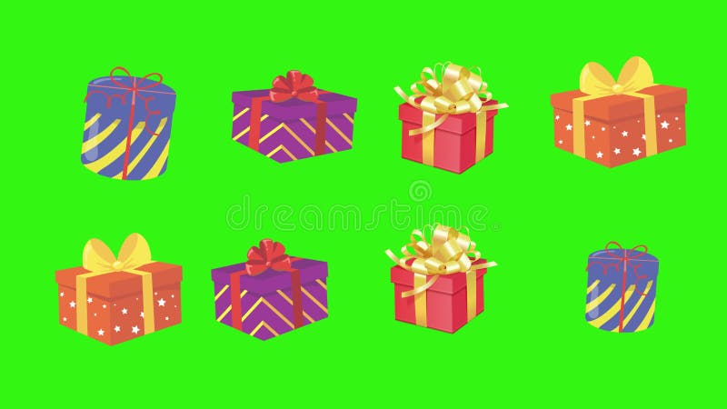 Gift Box Group Animation, Chroma Key, Graphic Source Elements Stock ...
