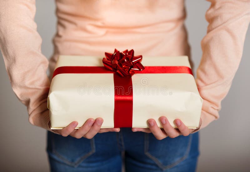Gift box in hand stock photo. Image of celebration, focus - 35618190