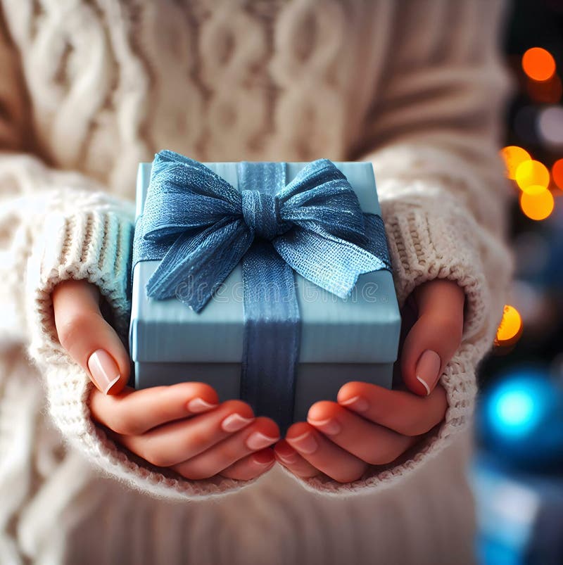 Gift Box in Hand Hand Holding Box Stock Illustration - Illustration of ...