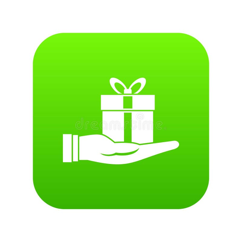 Gift Box in Hand Icon Digital Green Stock Vector - Illustration of ...