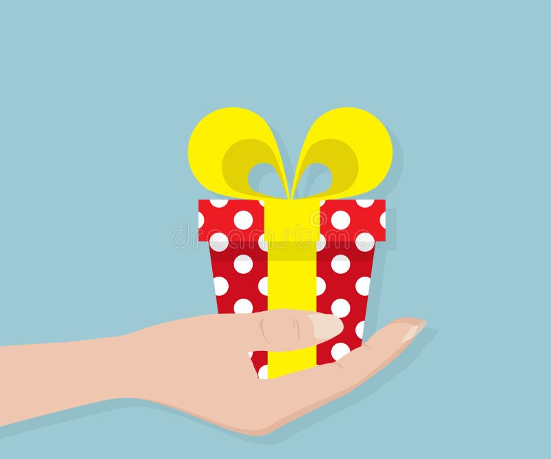 Gift Box in Hand Vector stock illustration. Illustration of design ...