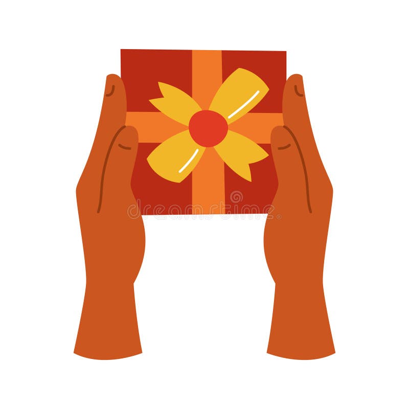 Gift Box in Hand on a White Isolated Background. the Icon. Present ...