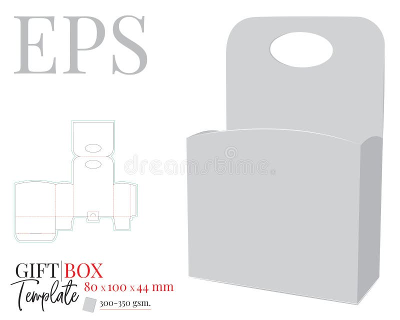 Gift Box with Handle Template. Vector with Die Cut / Laser Cut Lines ...
