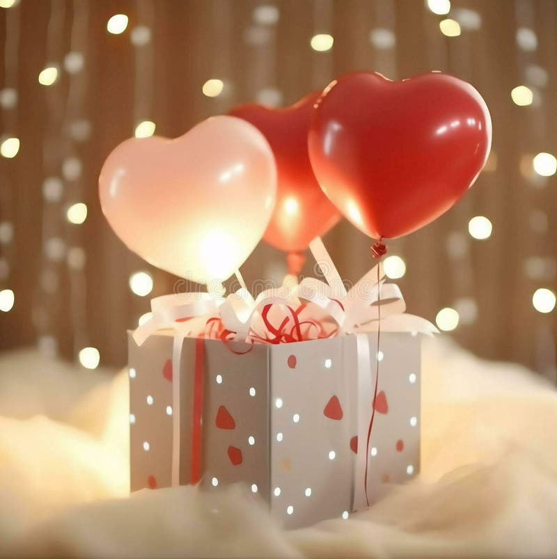 Gift Box and Heart Gift Box with Hearts Gift Box with Heart Stock ...