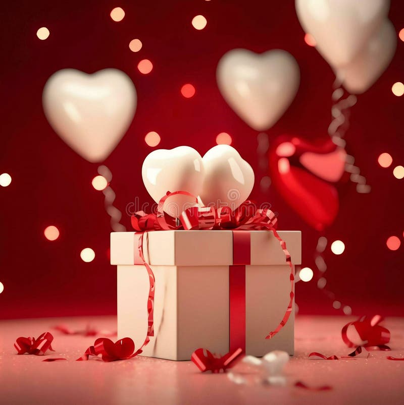 Gift Box and Heart Gift Box with Hearts Gift Box with Heart Stock ...