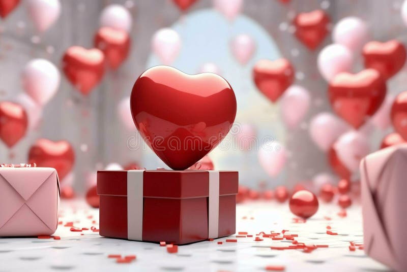 Gift Box and Heart Gift Box with Hearts Gift Box with Heart Stock ...