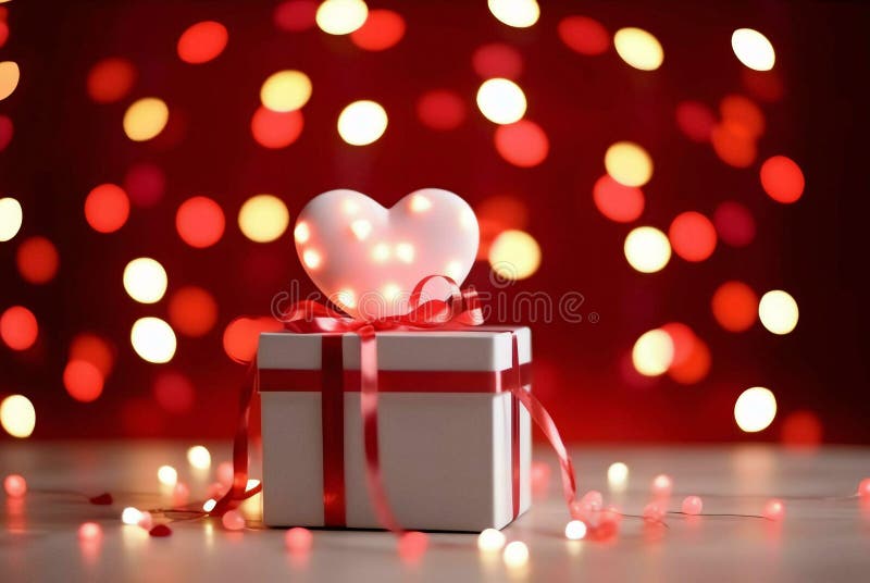 Gift Box with Heart Gift Box with Ribbon Red Gift Box Stock ...
