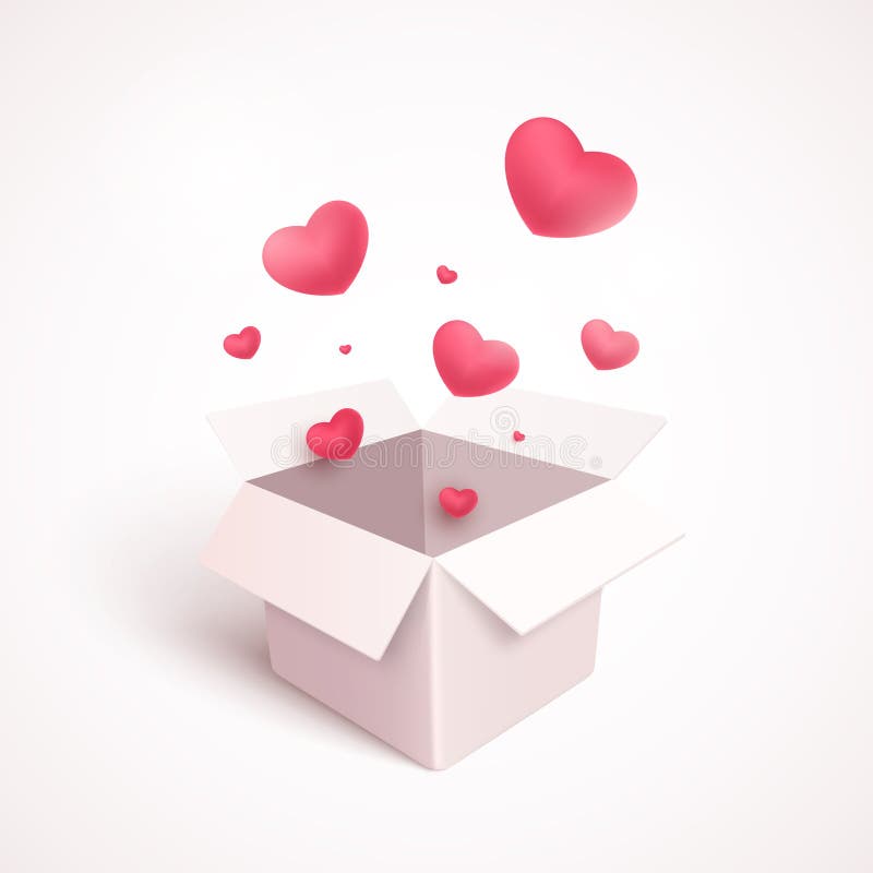 Gift Box with Heart Shape Confetti Burst Explosion Stock Vector ...