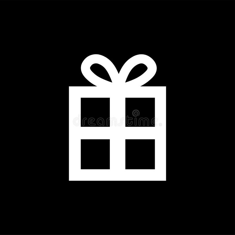Gift Box Icon on Black Background. Black Flat Style Vector Illustration ...