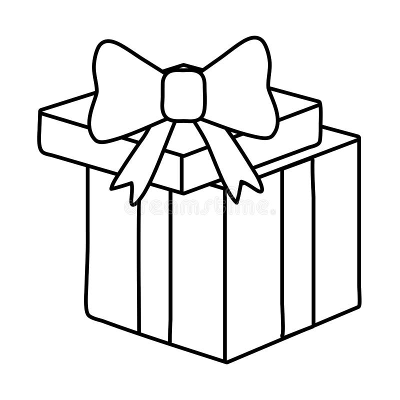 Gift Box Icon Black and White Stock Vector - Illustration of festive ...