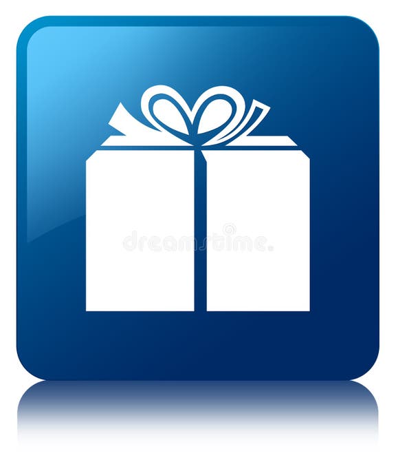 Gift Box Icon Blue Square Button Stock Illustration - Illustration of ...