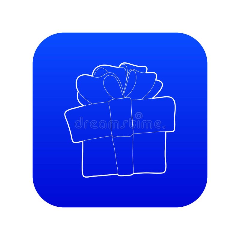Gift box icon blue vector stock vector. Illustration of package - 154347567