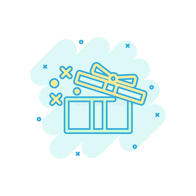 Gift Box Icon in Comic Style. Magic Case Vector Cartoon Illustration on ...