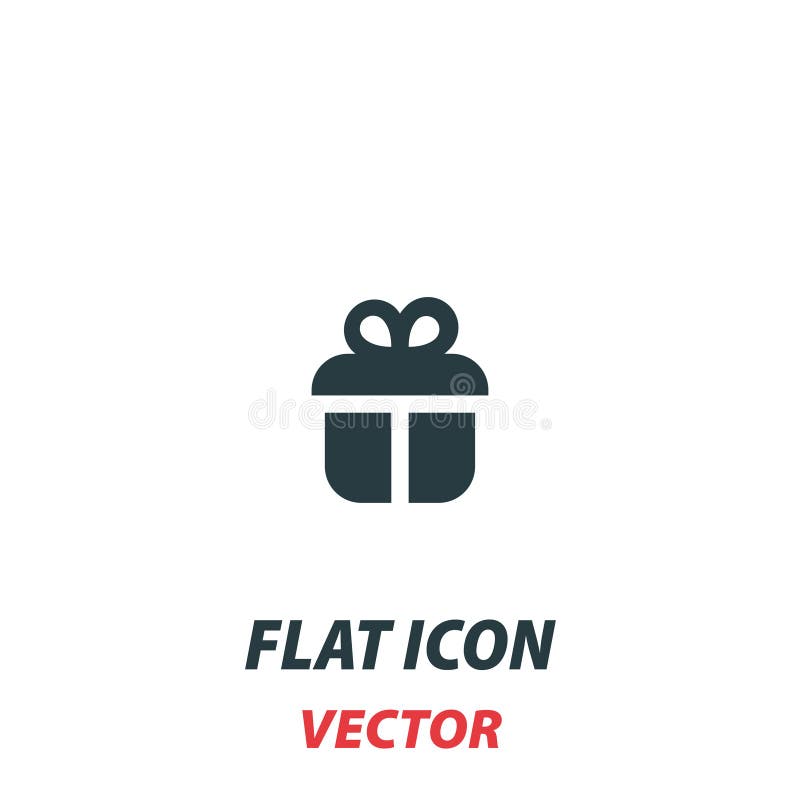 Gift Box Icon in a Flat Style. Vector Illustration Pictogram on White ...