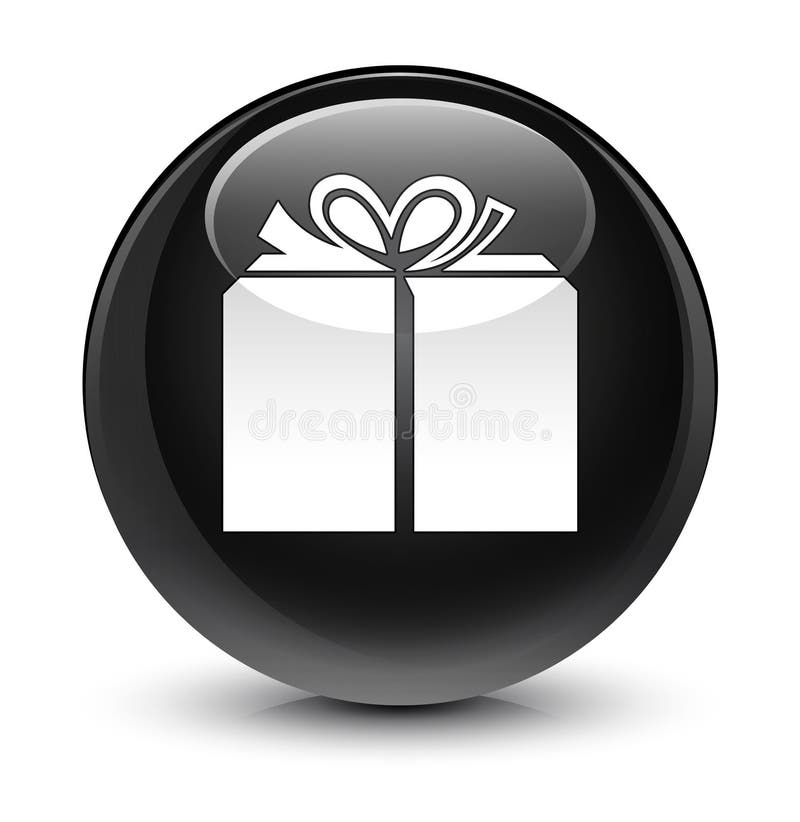 Gift Box Icon Glassy Black Round Button Stock Illustration ...