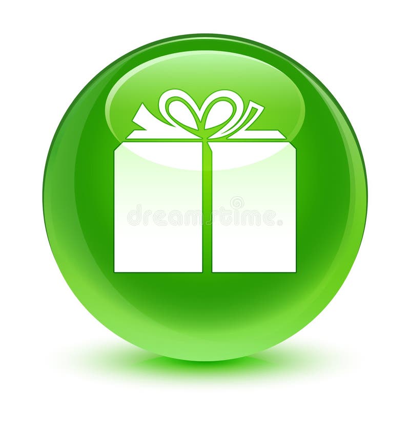 Gift Box Icon Glassy Green Round Button Stock Illustration ...