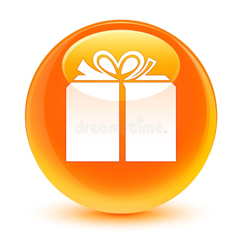 Gift Box Icon Glassy Orange Round Button Stock Illustration ...