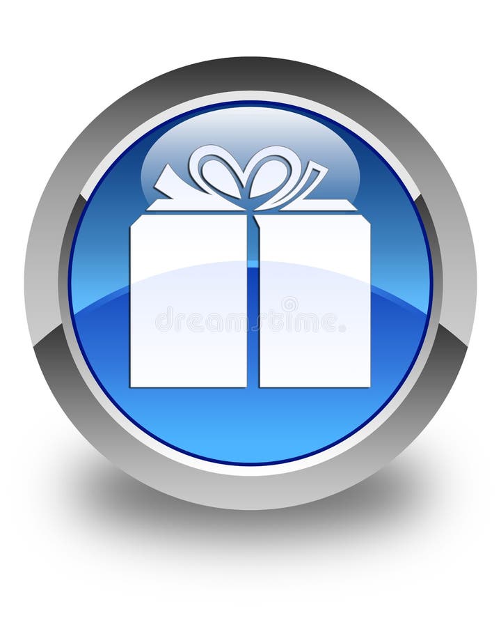 Gift Box Icon Glossy Blue Round Button Stock Illustration ...