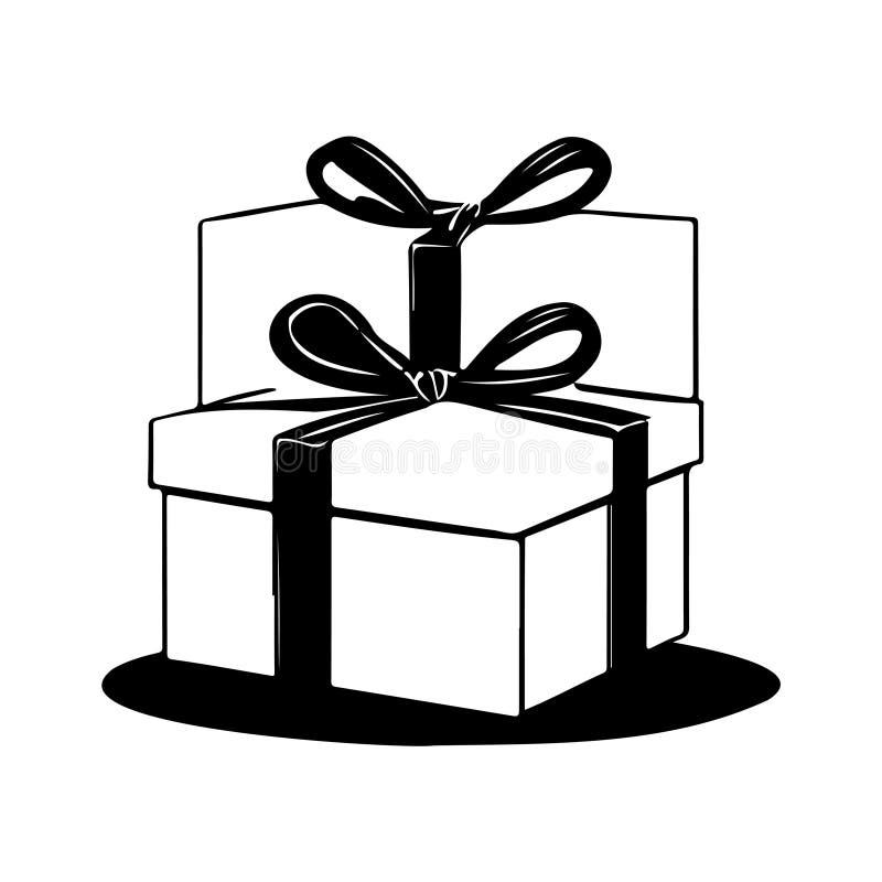 Gift Box Icon Hand Draw Black Colour Valentine Day Logo Symbol Perfect ...