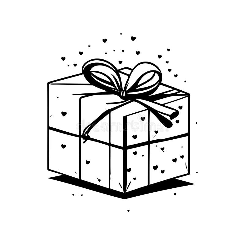 Gift Box Icon Hand Draw Black Colour Valentine Day Logo Symbol Perfect ...