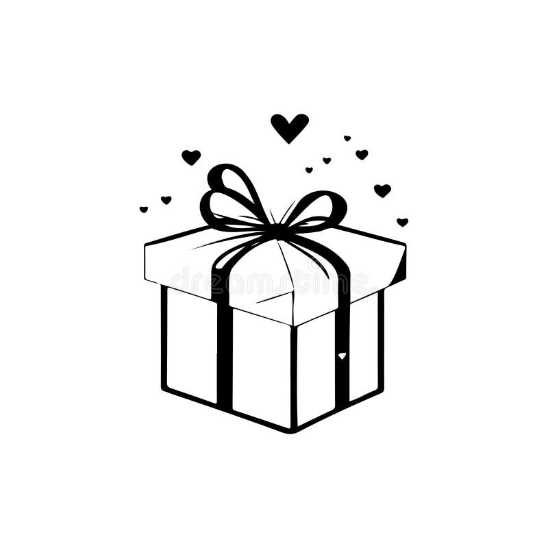 Gift Box Icon Hand Draw Black Colour Valentine Logo Symbol Perfect ...