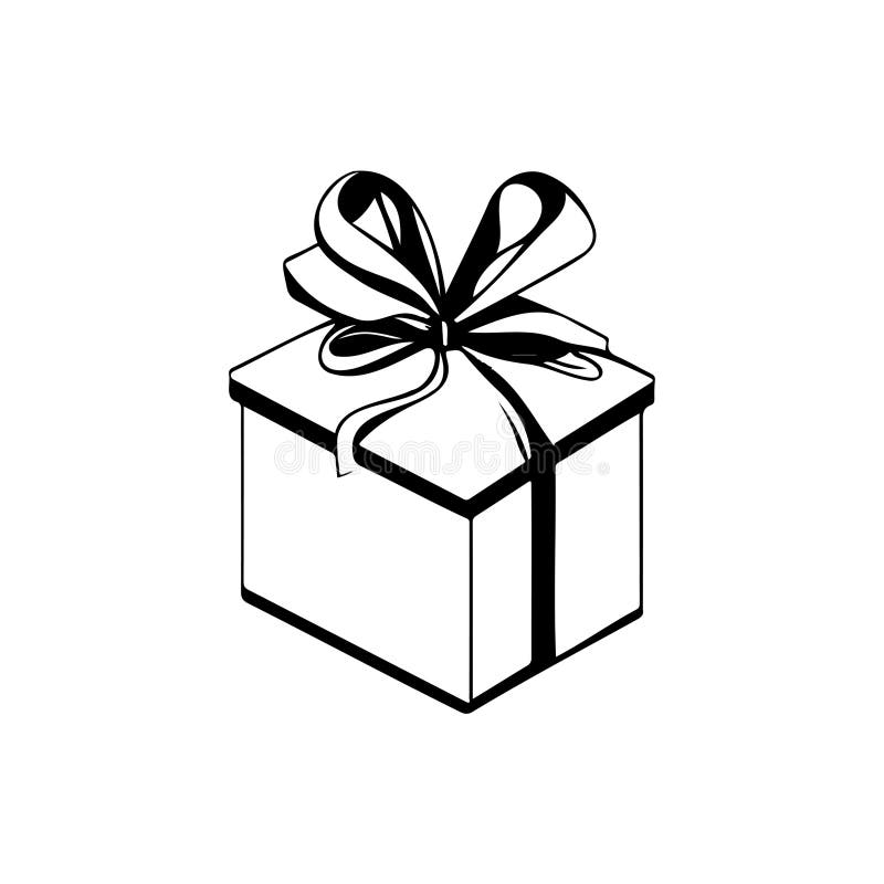 Gift Box Icon Hand Draw Black Colour Valentine Logo Symbol Perfect ...