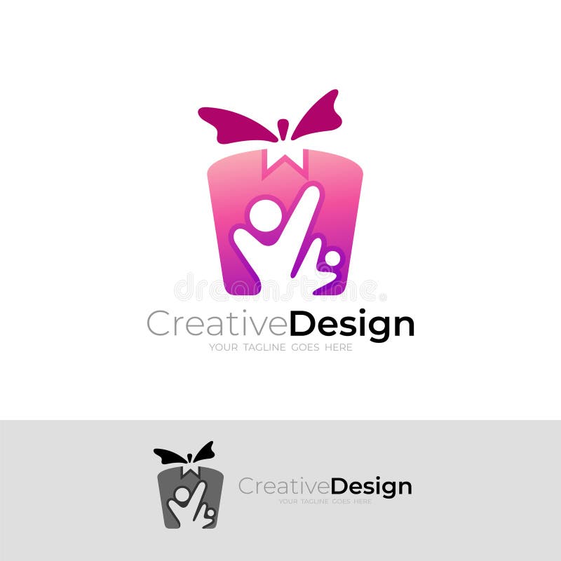 Gift Box Icon, People Care Design Community, Unity Logos Stock Vector ...