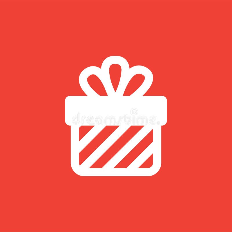 Gift Box Icon on Red Background. Red Flat Style Vector Illustration ...