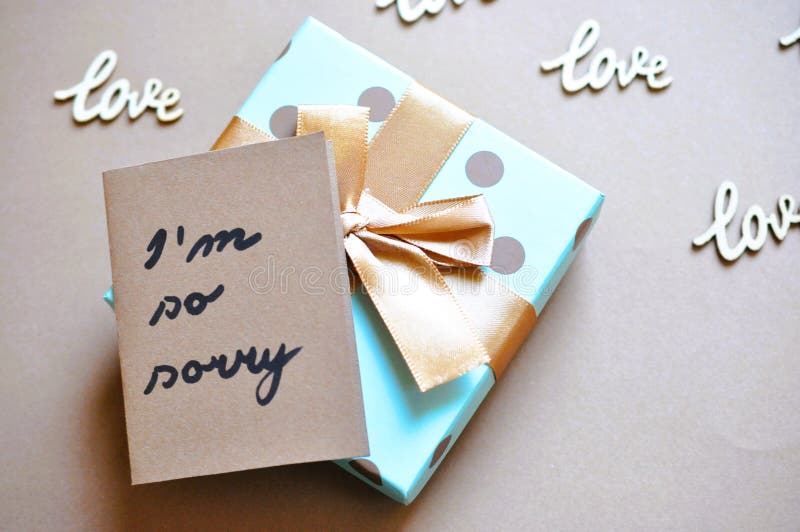 Gift Box with Apologize Card Stock Image - Image of handwriting ...