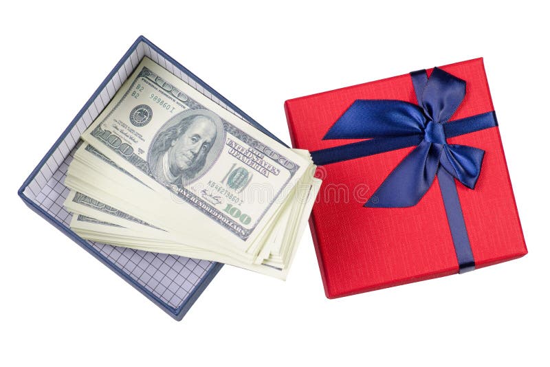 Gift Box Inside Money Dollars Stock Image - Image of banking, green ...