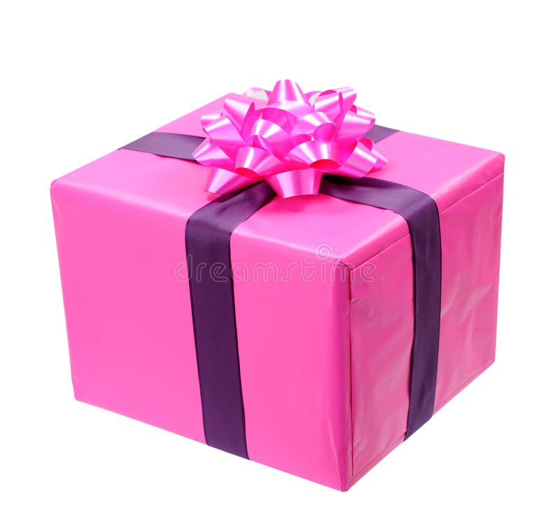 Pink gift wrapped present stock photo. Image of birthday - 18930868