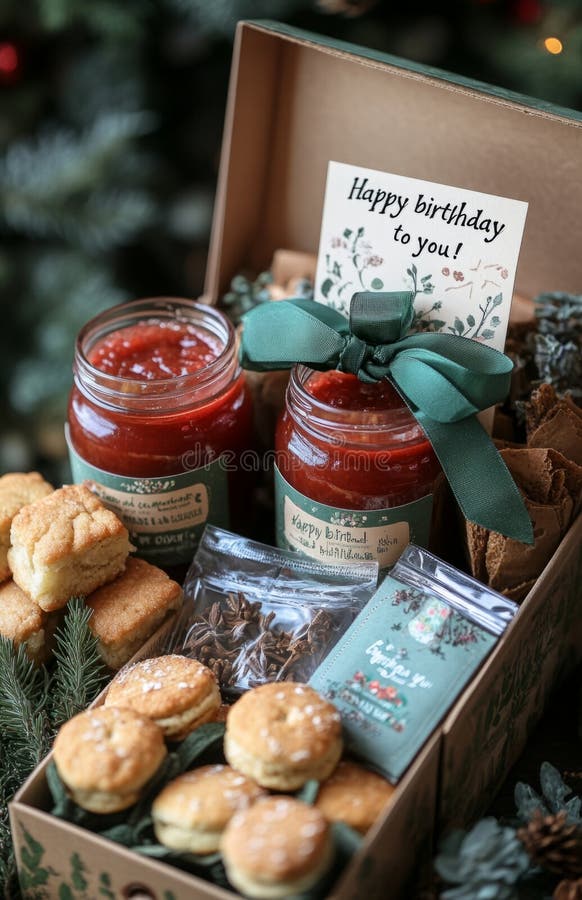 Gift Box with Jam Jars, Cookies, and Dried Herbs for Special Occasions ...