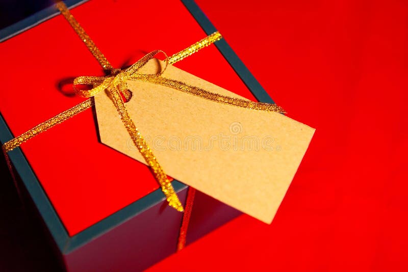 Gift Box with a Label for the Text. Stock Image - Image of open, event ...