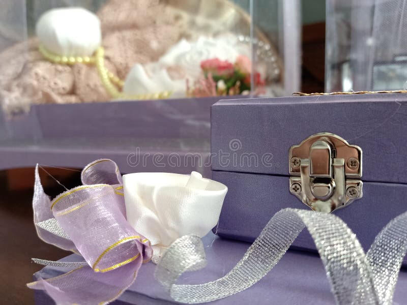 Gift box with lace stock photo. Image of hand, blue - 209448606