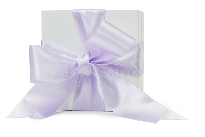 Gift Box with Large Purple Ribbon Stock Image - Image of container ...