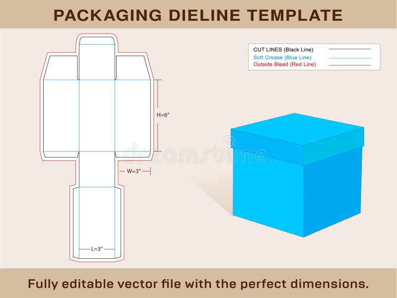 Gift Box, Box with Lid, Dieline Template Stock Vector - Illustration of ...