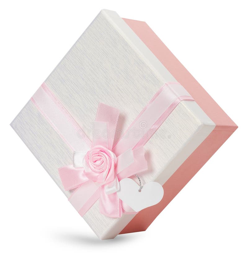 Gift Box with Pink Bow Isolated on the White Background Stock Photo ...