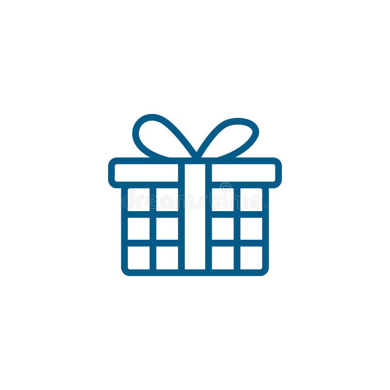 Gift Box Line Blue Icon on White Background. Blue Flat Style Vector ...