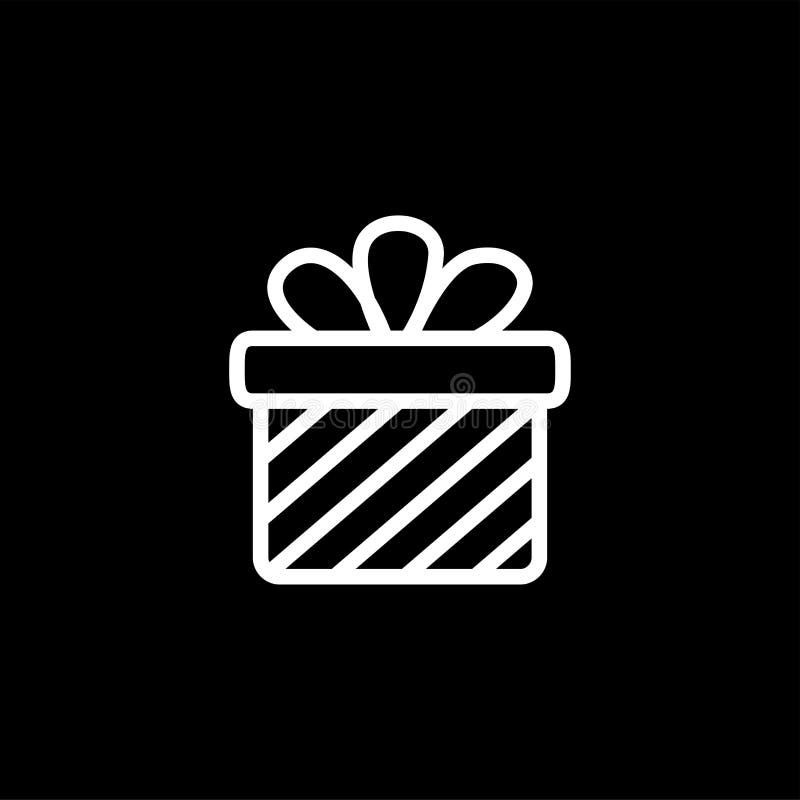 Gift Box Line Icon on Black Background. Black Flat Style Vector ...