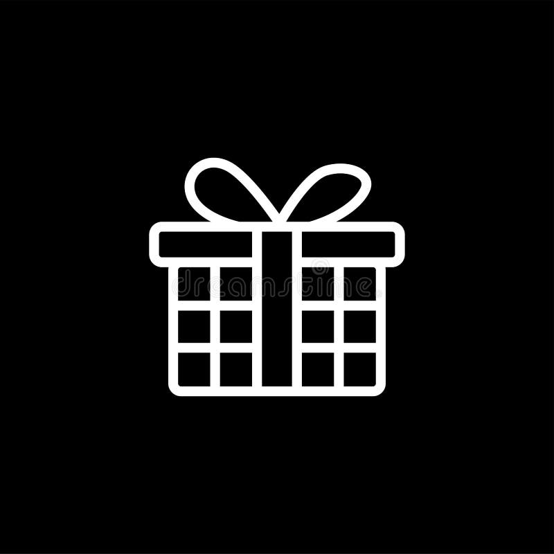 Gift Box Line Icon on Black Background. Black Flat Style Vector ...